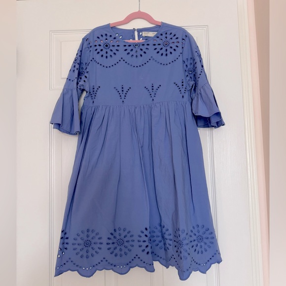 Zara | Dresses | Zara Kids Collection Girls Blue Eyelet Dress Size 112 ...